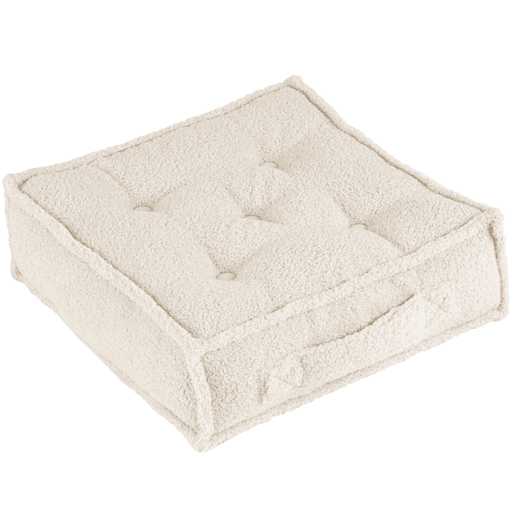 Boho boucle quilted pouf Ecru/ Vanilla Cotton & Sweets